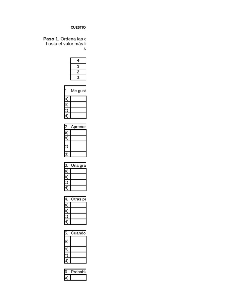 Cuestionario Espectro de La Personalidad | PDF