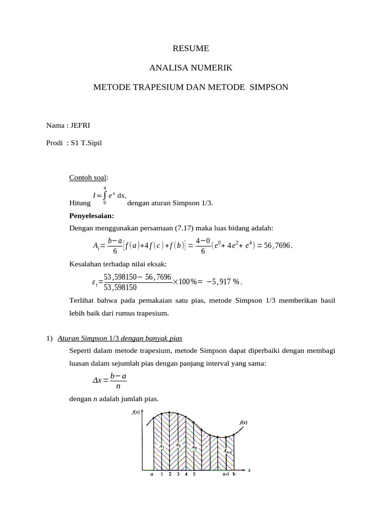 JEFRI Resume Metode Trapesium Dan Metode Simpson Bagian 4 | PDF