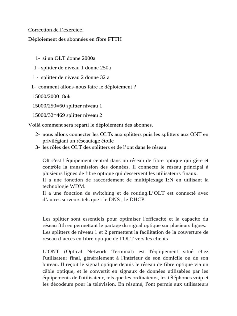Correction de L'exo FTTH | PDF