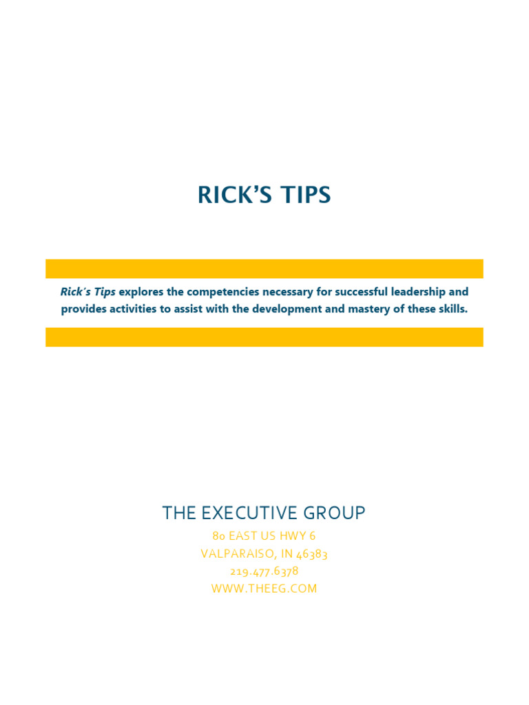 Ricks Tips Drive and Independence | PDF | Leadership | Career & Growth