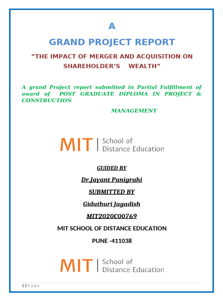 Project Report, Final Project PGDM Project Management | PDF