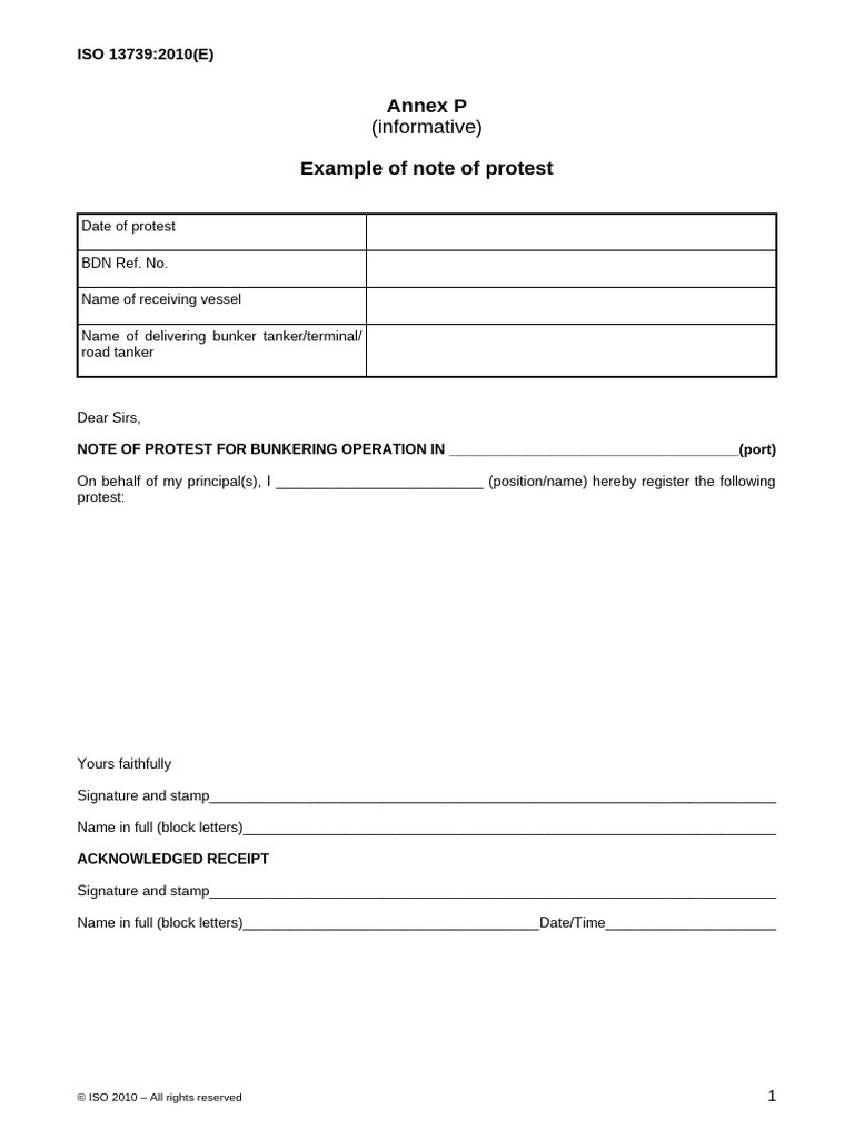 Note of Protest (Annex P) | PDF