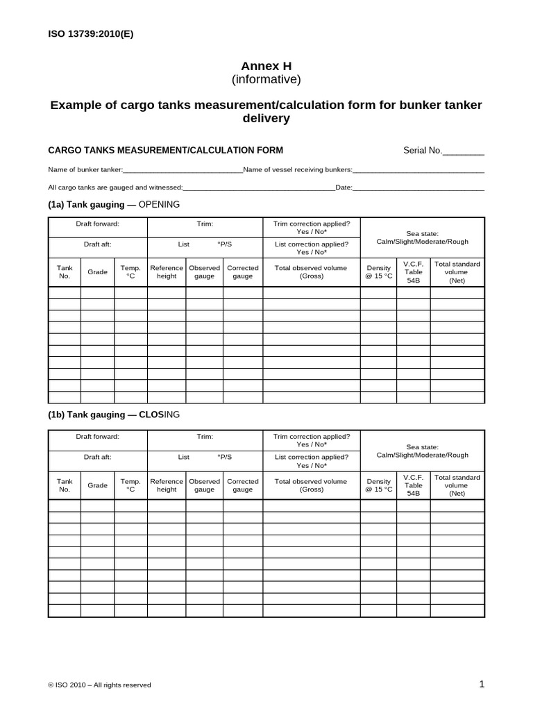Tanks Measurement (Annex H) | PDF