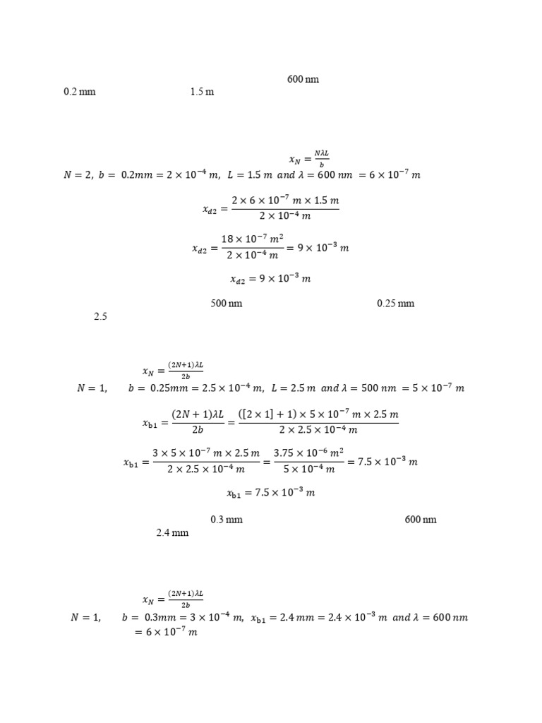PHY 2304 Examples and Solutions 5 | PDF | Diffraction | Teaching Methods & Materials