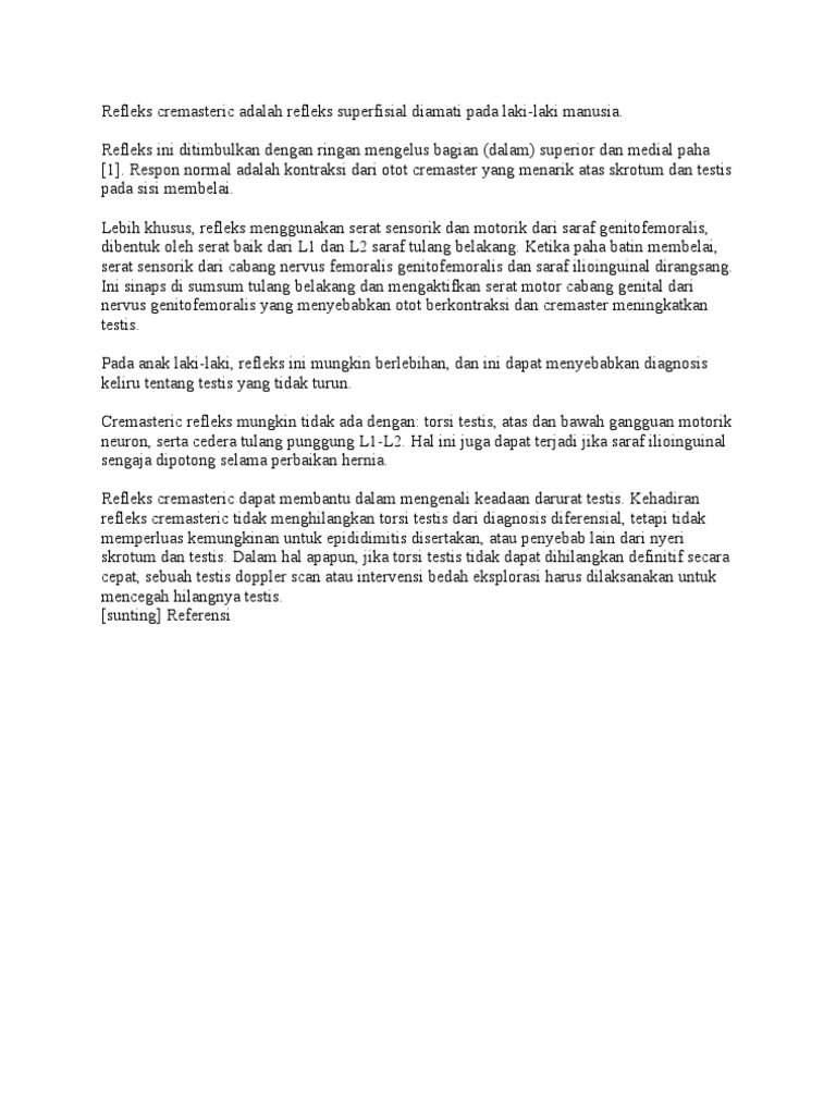 Refleks Cremasteric Adalah Refleks Superfisial Diamati Pada Laki | PDF ...