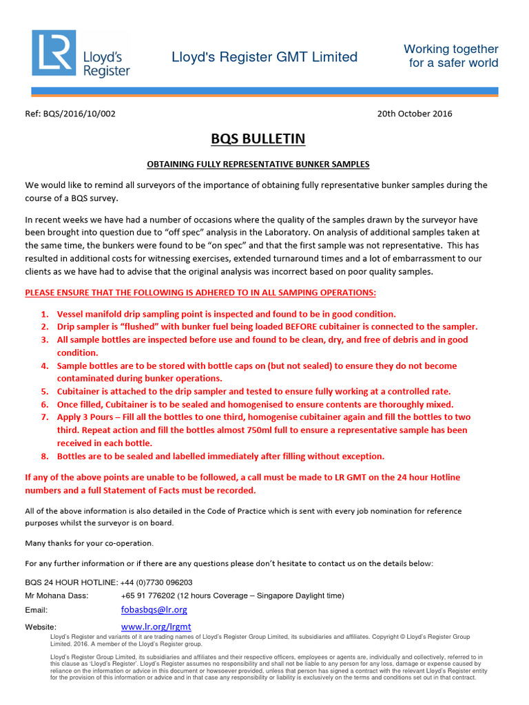 Obtaining Fully Representative Bunker Samples | PDF