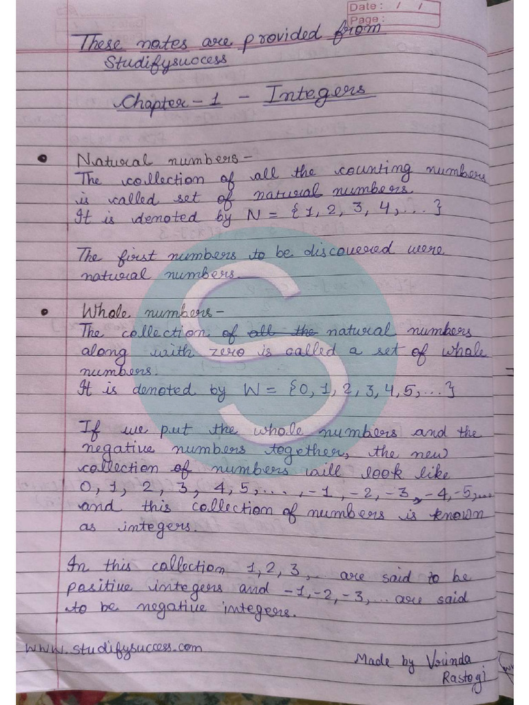 Class 7 Maths ch-1 Notes | PDF