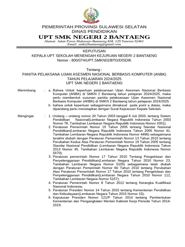 SK Anbk Sekolah Thn. 2024-2025 | PDF