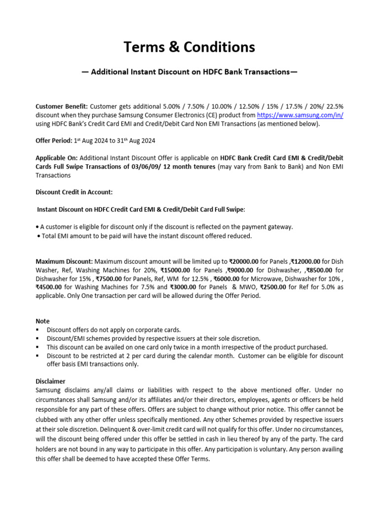 Ce Emi CB HDFC TC Instant | PDF