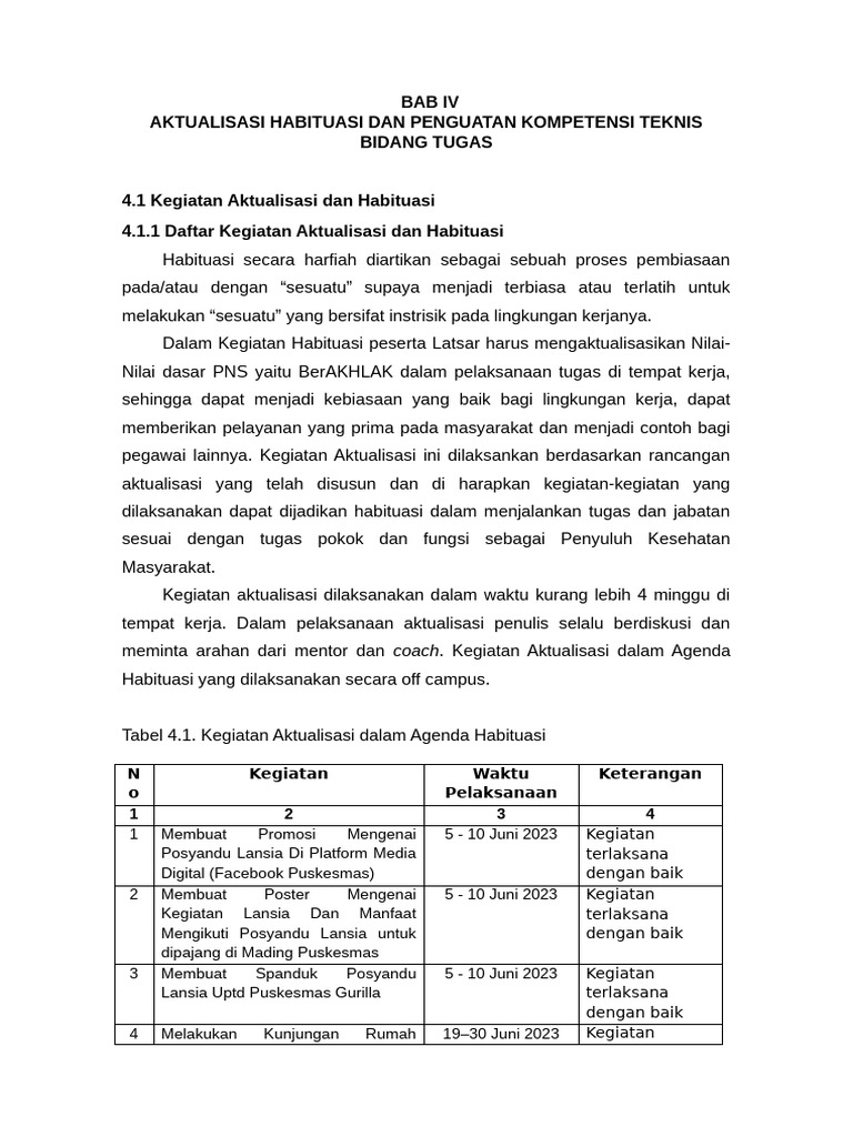 Rancangan Aktualisasi (Bab Iv Dan V) Optimalisasi Kunjungan Lansia Di ...