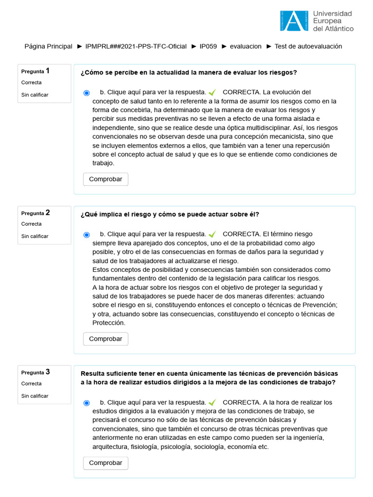 Test de Autoevaluaci N Fundamentos PRL | PDF | Riesgo | Valores