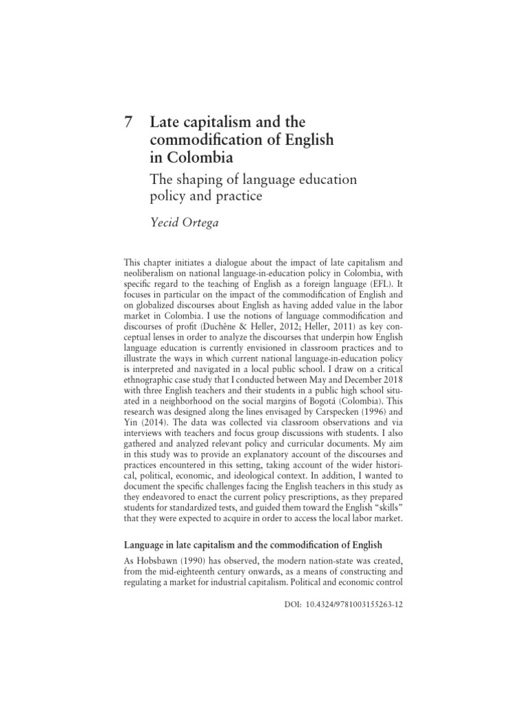 Late Capitalism and the Commodification of English | PDF