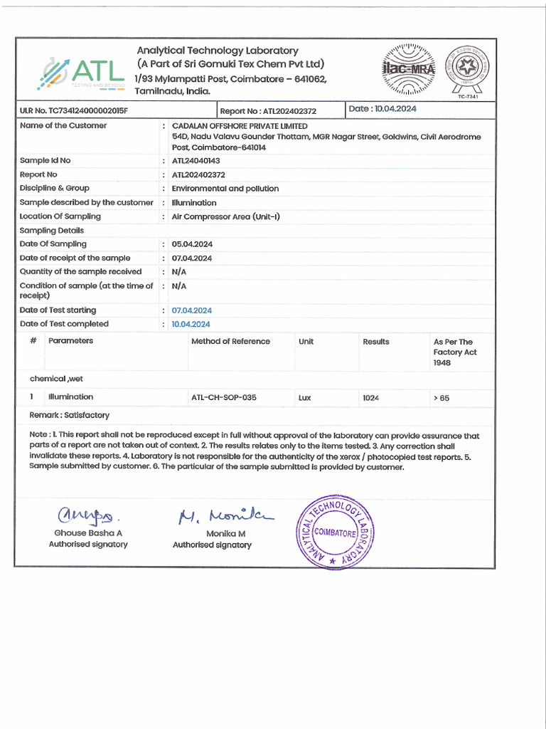 Ambient Air & Noise Quality Reports - Compressor Air | PDF