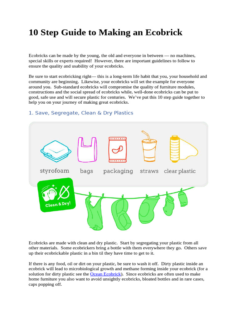 10 Step Guide To Making An Ecobrick | PDF | Biodegradation | Materials