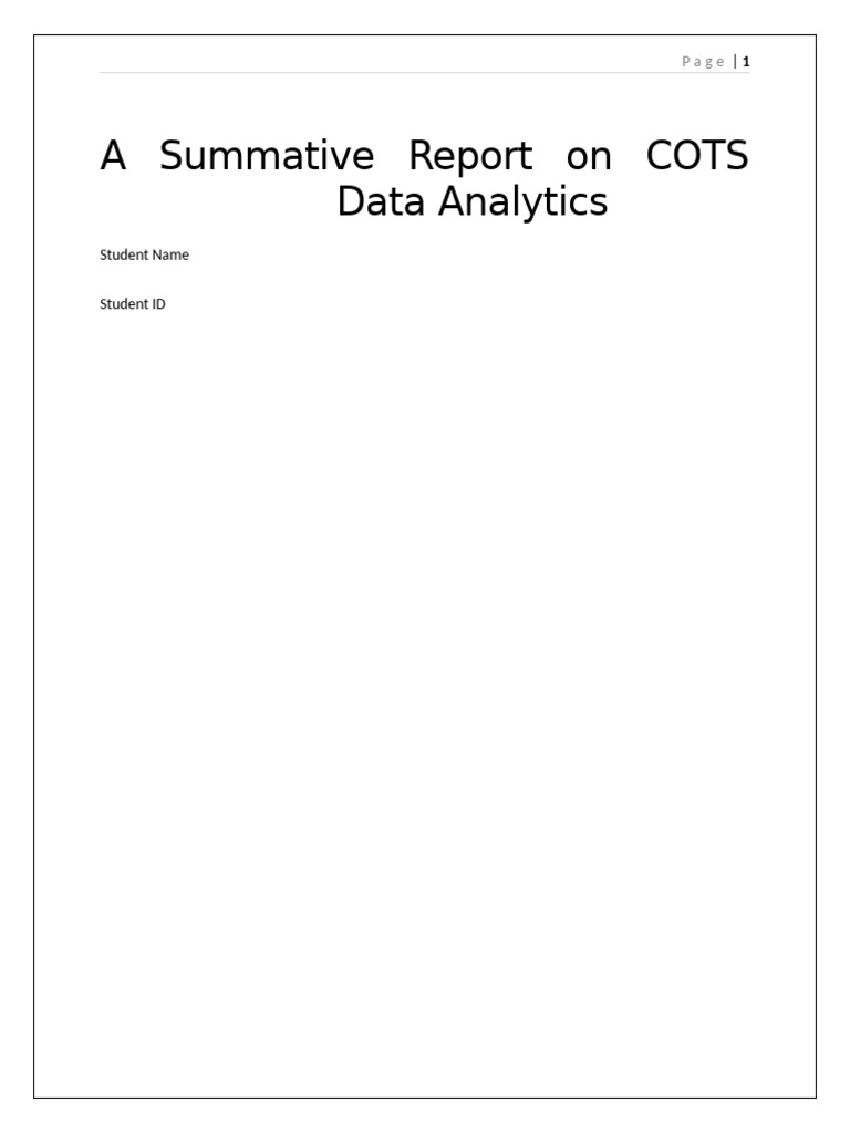 A Summative Report On COTS Data Analytics | PDF