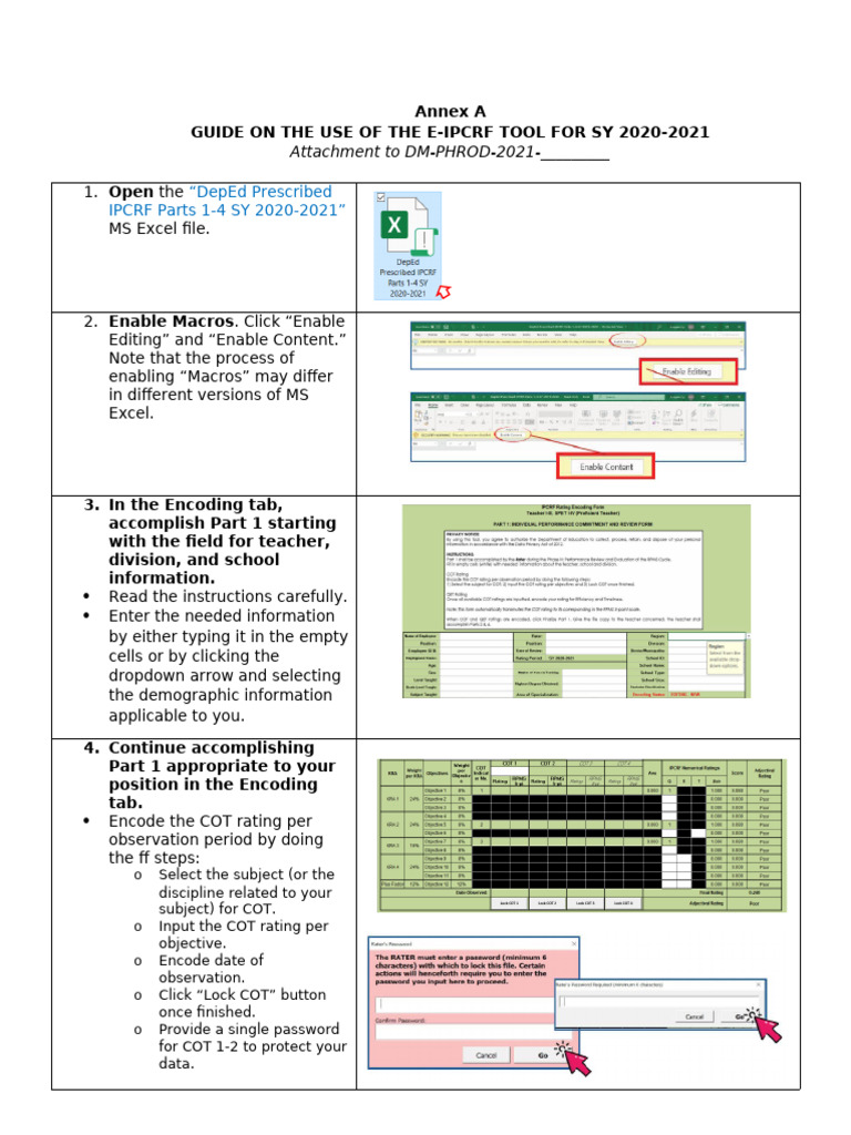 Guide On The Use of The e IPCRF For SY 2020 2021v2 2 | PDF