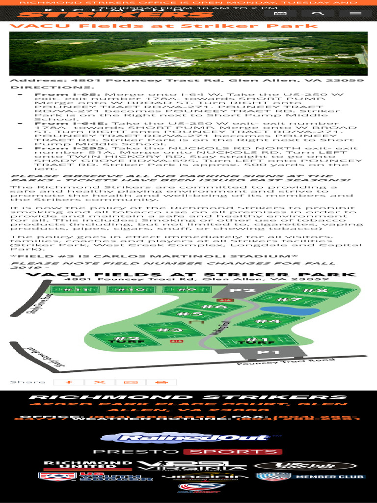 VACU Fields at Striker Park - Richmond Strikers | PDF | Sports ...