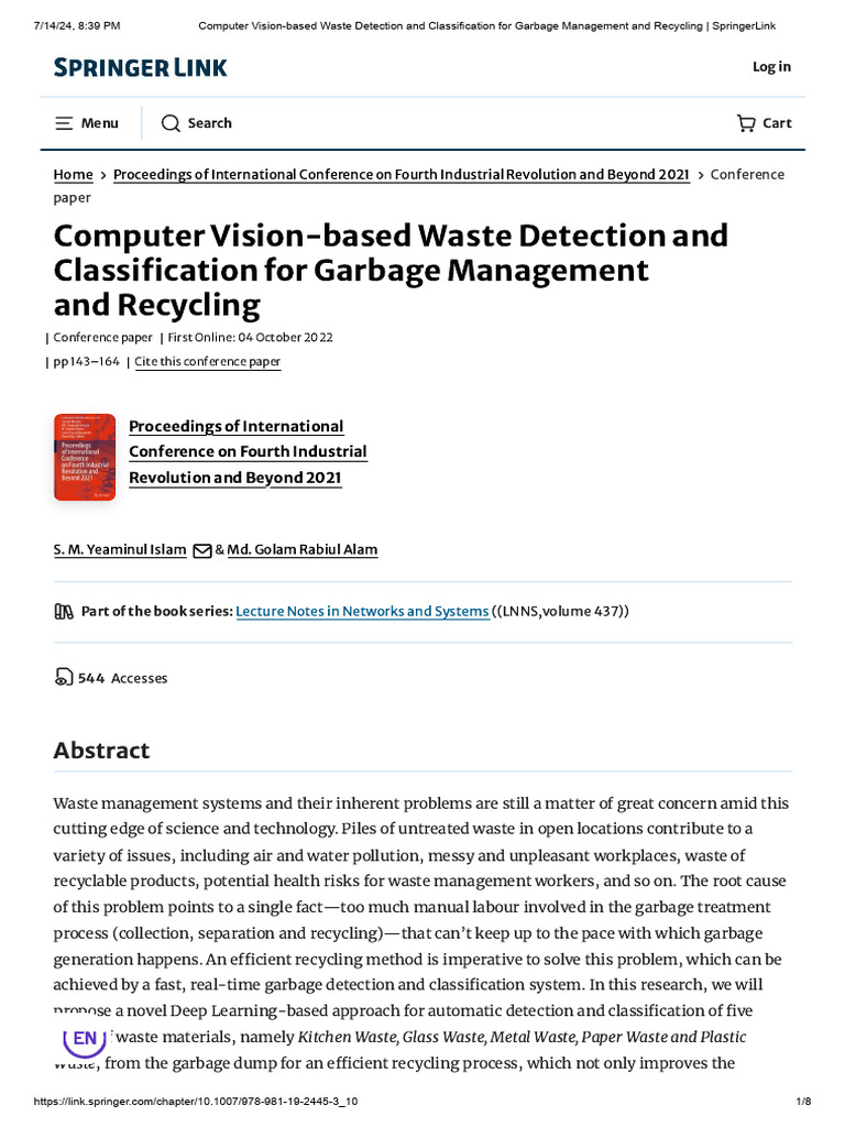 Deep Learning for Waste Classification | PDF | Municipal Solid Waste | Art