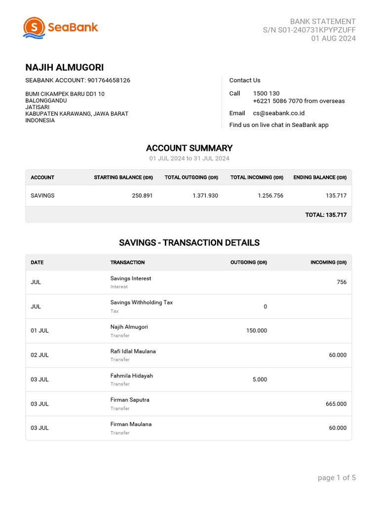 Seabank Statement 20240821 | PDF