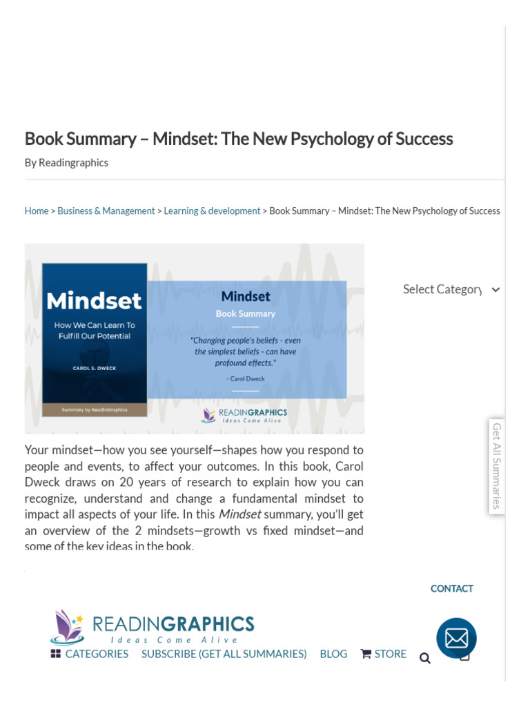 Book Summary Mindset The New Psychology Of Success Pdf