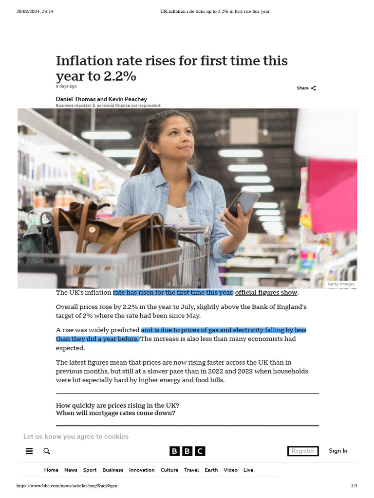 UK Inflation Rate Ticks Up To 2.2% in First Rise This Year | PDF