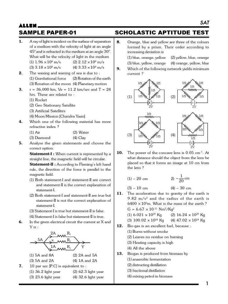 Karnataka NTSE Sample Paper SAT | PDF