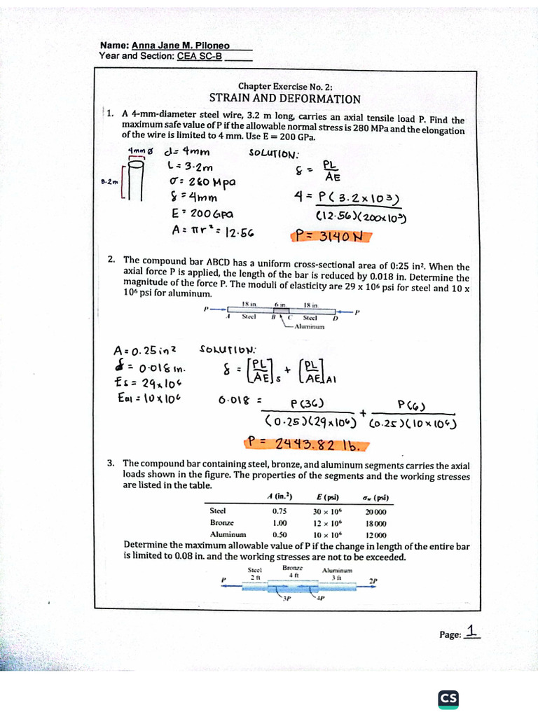 Exercise2 StrainDeformation Piloneo | PDF