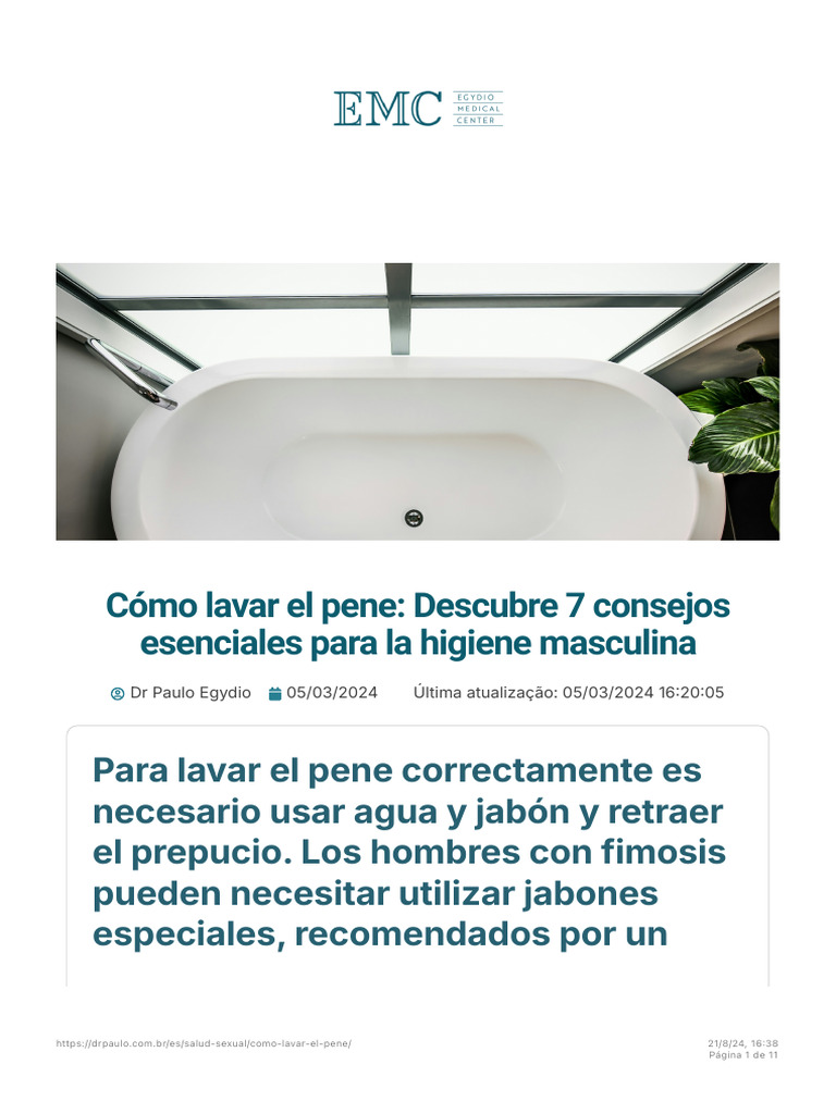 Cómo Lavar El Pene y Mantener La Salud Íntima Con 7 Actitudes | PDF