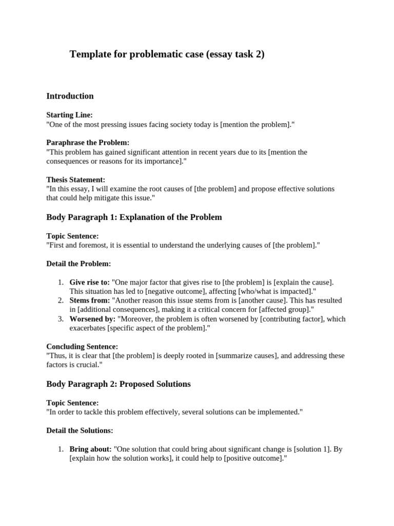 Template Writing Task 2 For Problematic Case | PDF