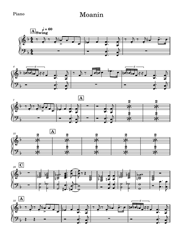 Moanin Piano | PDF