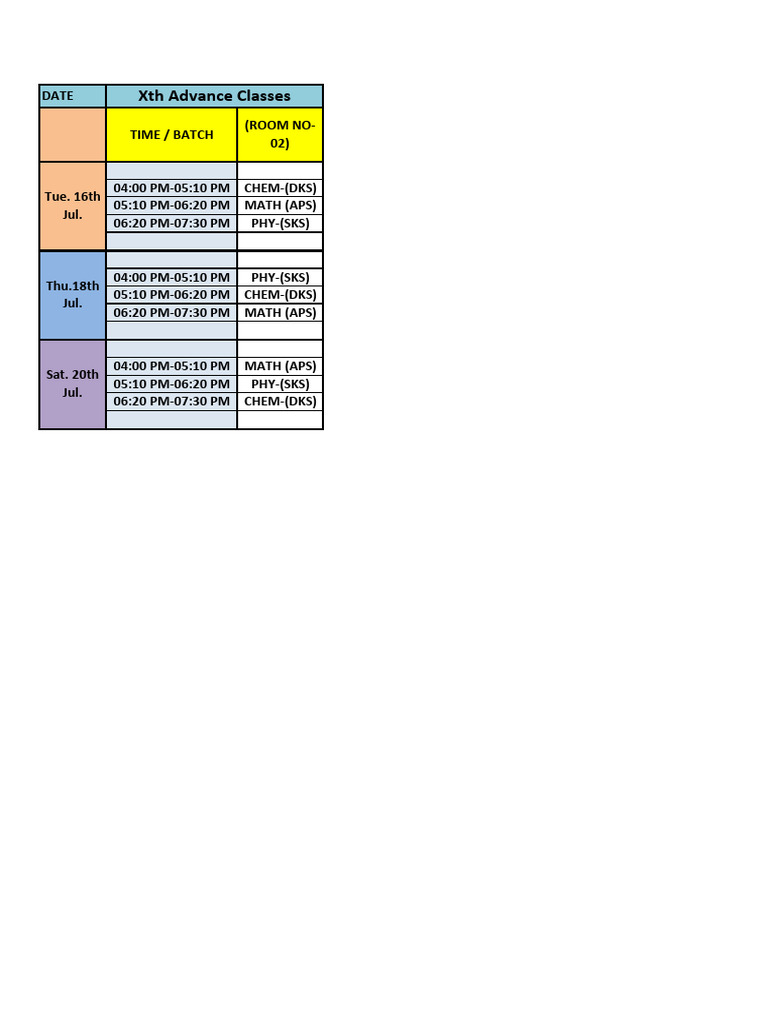 10th Advance Classes | PDF