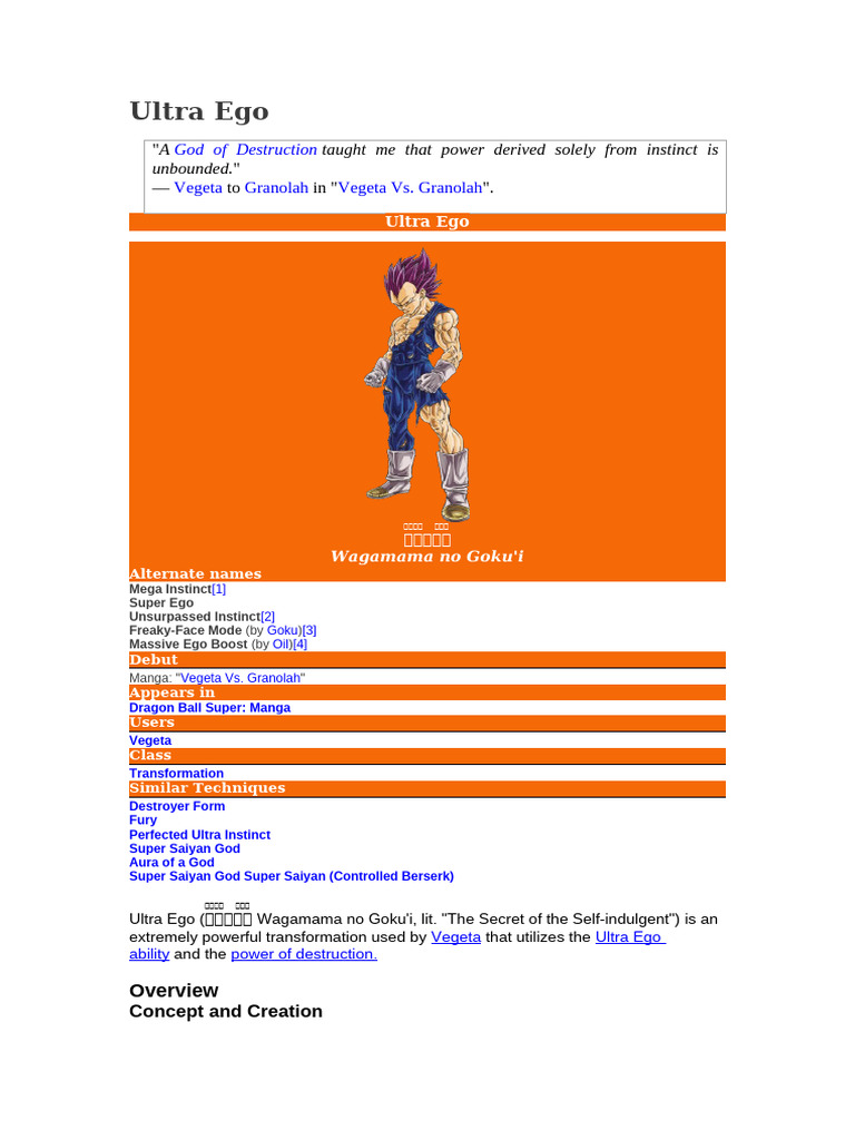 Ultra Ego Vegeta | PDF