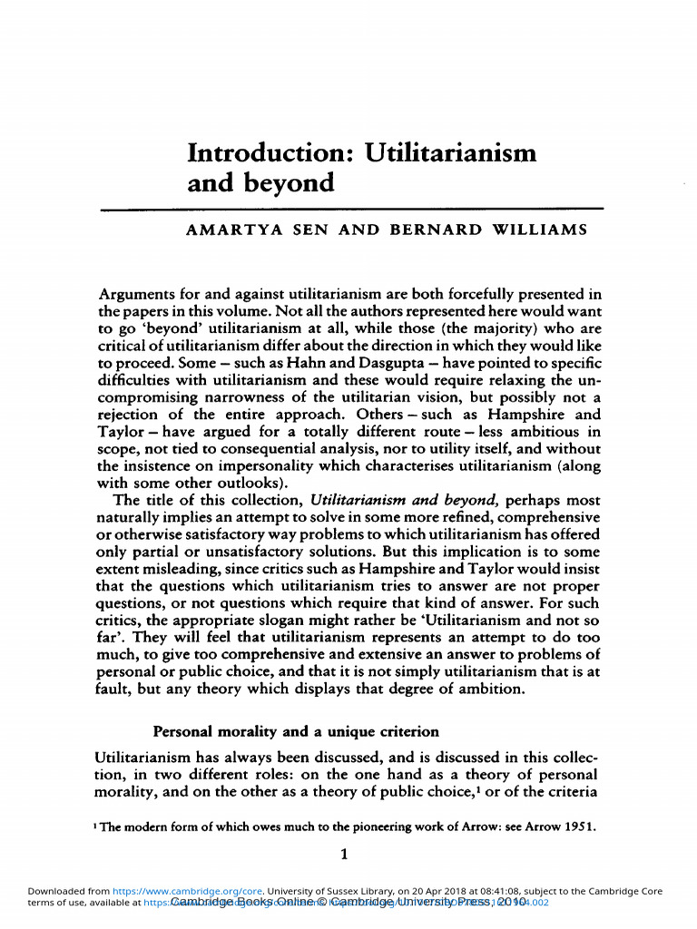 1982 Introduction Utilitarianism And Beyond Pdf