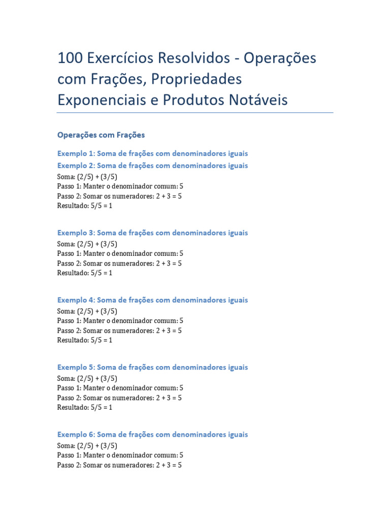 Operações Com Frações | PDF