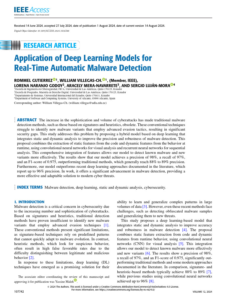 Application of Deep Learning Models For Real-Time Automatic Malware ...