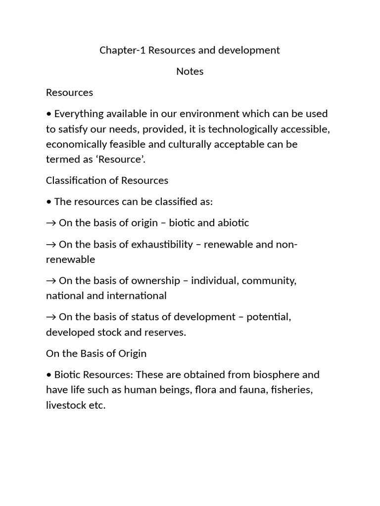 Chapter-1 Resources and Development | PDF