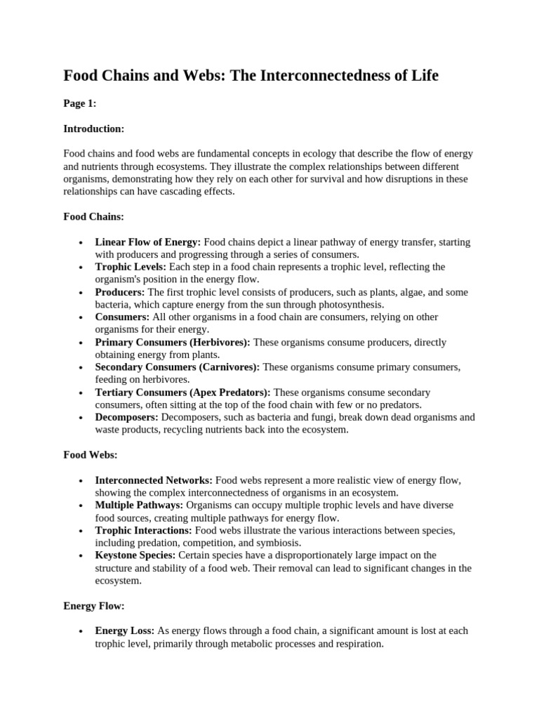 Food Chains and Webs Notes | PDF | Food Web | Science & Mathematics