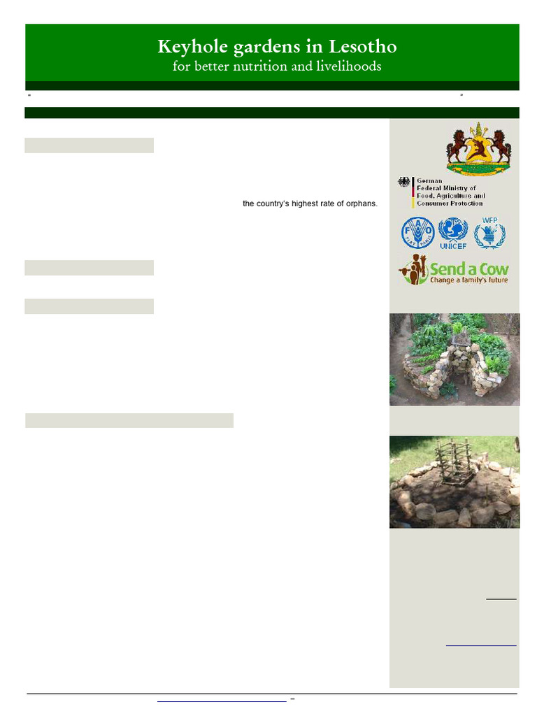 FAO. Fact Sheet. Keyhole Gardens Lesotho | PDF | Crop Rotation | Food ...