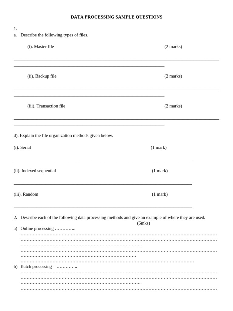 Data Processing Sample Questions | PDF