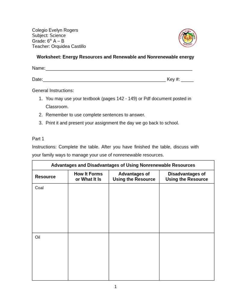 6th Grade Study Guide - Energy Resources | PDF | Fuels | Wellness