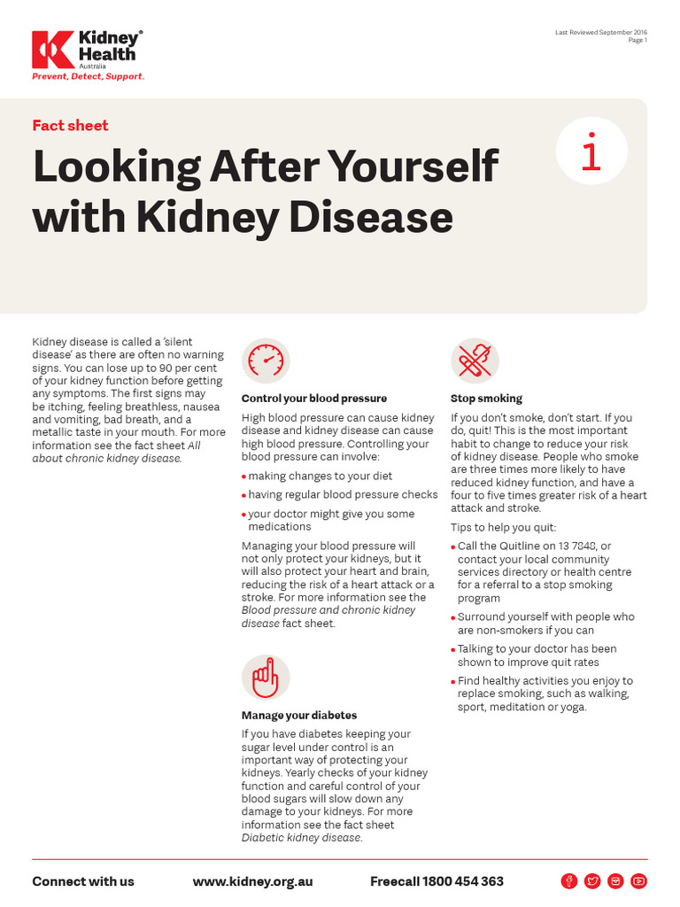 Looking After Yourself With Chronic Kidney Disease Fact Sheet | PDF