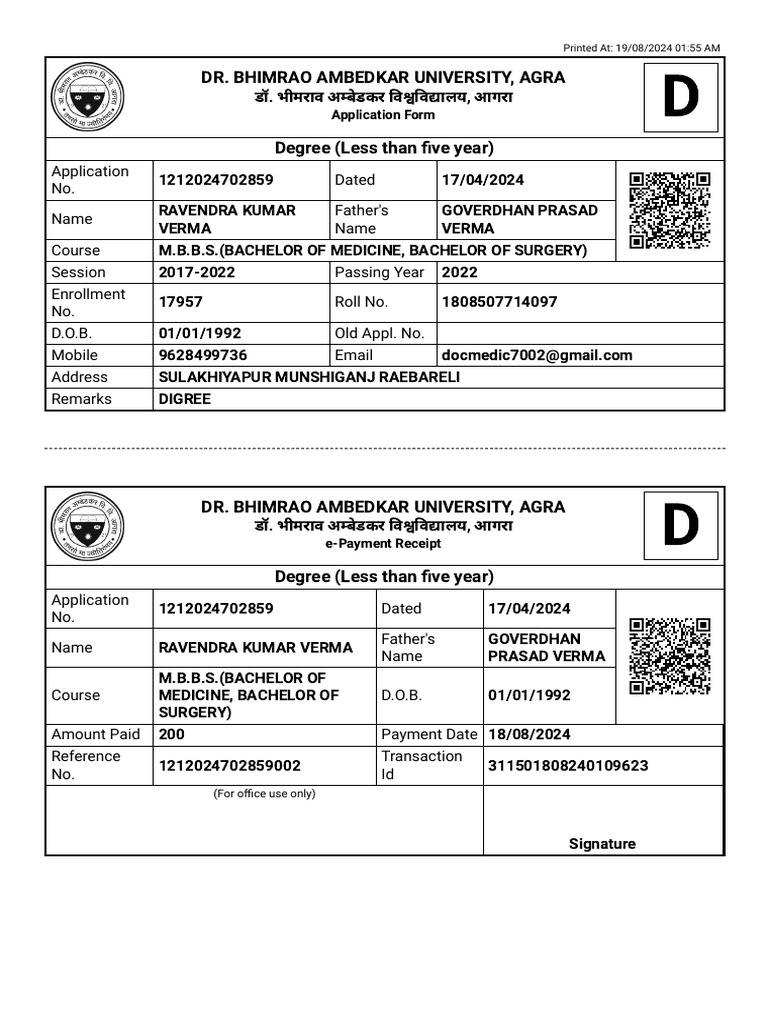 Payment Receipt Degree | PDF