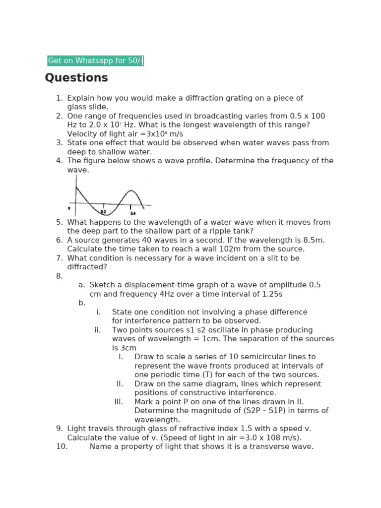 Waves Questions | PDF