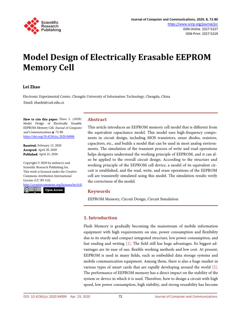 Model Design of Electrically Erasable EEPROM Memor | PDF | Capacitor ...