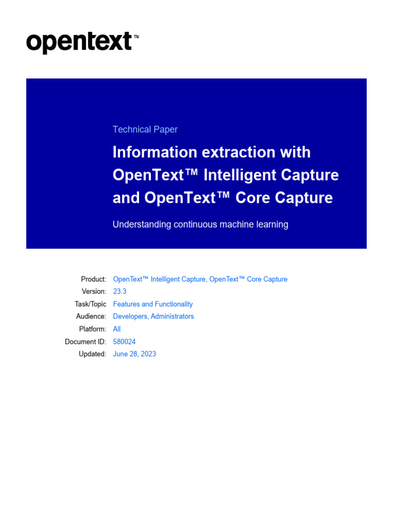 Information Extraction With OpenText Intelligent Capture | PDF