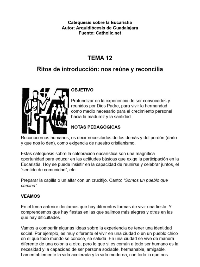 TEMA 12 - Ritos de Introduccion - Nos Reune y Reconcilia | PDF