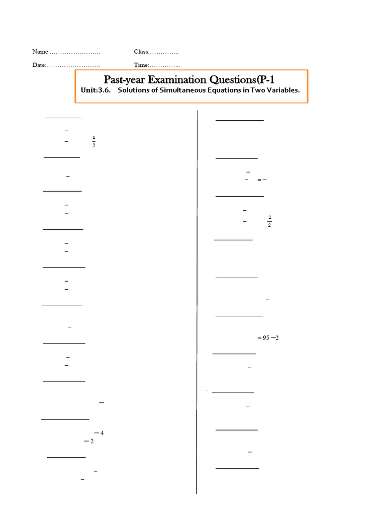 Worksheet # 6 (Simul Equations) | PDF