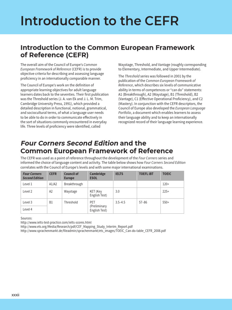 Four Corners Second Edition Level 3 CEFR Correlation | PDF
