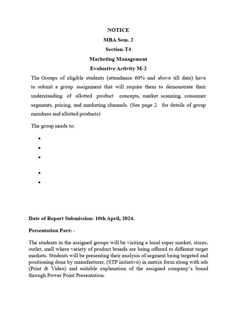 Assignment NOTICE MM M 2 | PDF | Marketing | Strategic Management