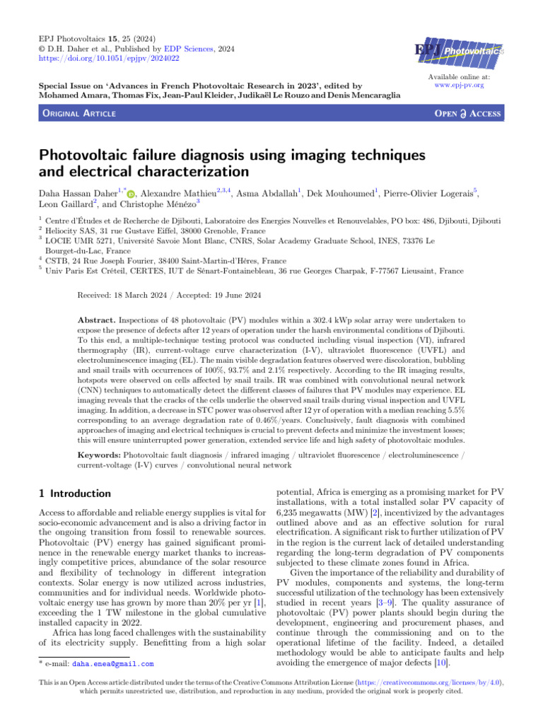 Photovoltaic Failure Diagnosis Using Imaging Techn | PDF